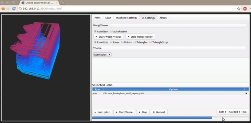Doboz-Web: Reprap/3d scanner remote control using python, javascript, webgl